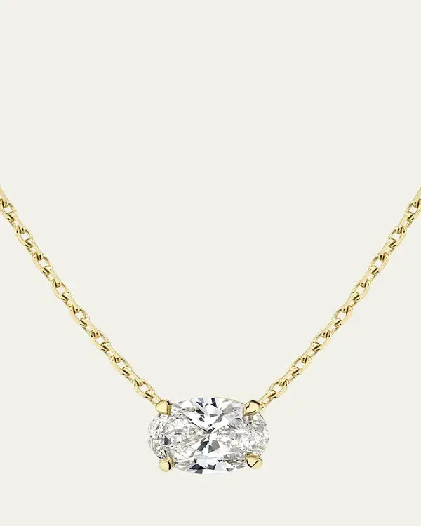 VRAI 1.0tcw Oval-cut Solitaire Lab Grown Diamond Necklace - Gold