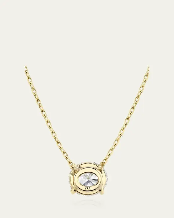 VRAI 1.0tcw Oval-cut Solitaire Lab Grown Diamond Necklace - Gold