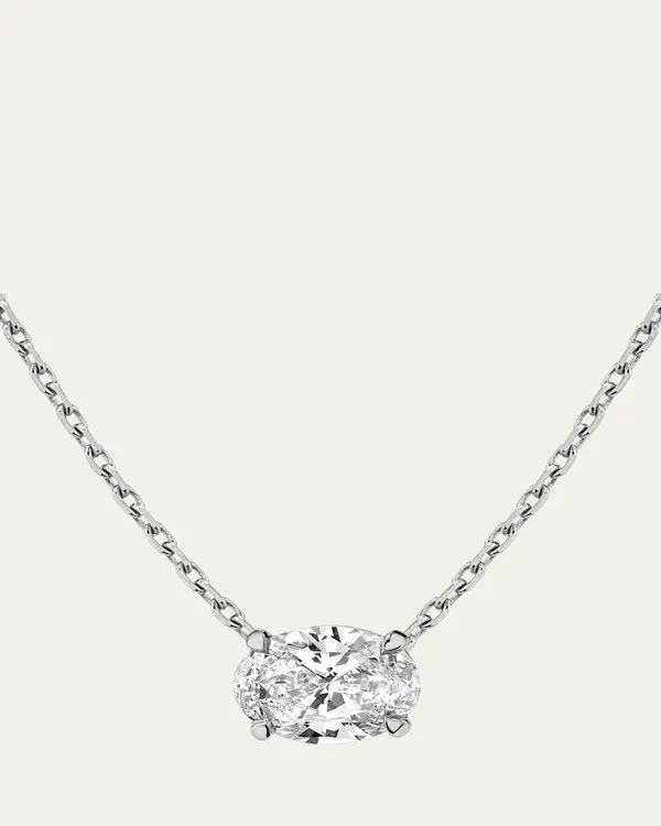 VRAI 1.0tcw Oval-cut Solitaire Lab Grown Diamond Necklace - White Gold