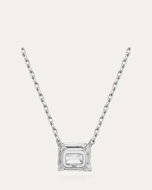 VRAI Emerald-cut Solitaire Lab Grown Diamond Necklace - White Gold