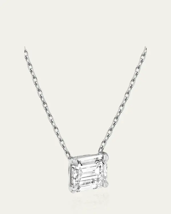 VRAI Emerald-cut Solitaire Lab Grown Diamond Necklace - White Gold