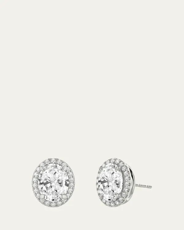 VRAI 14k Oval Halo Lab Grown Diamond Stud Earrings, 2.00tcw - White Gold