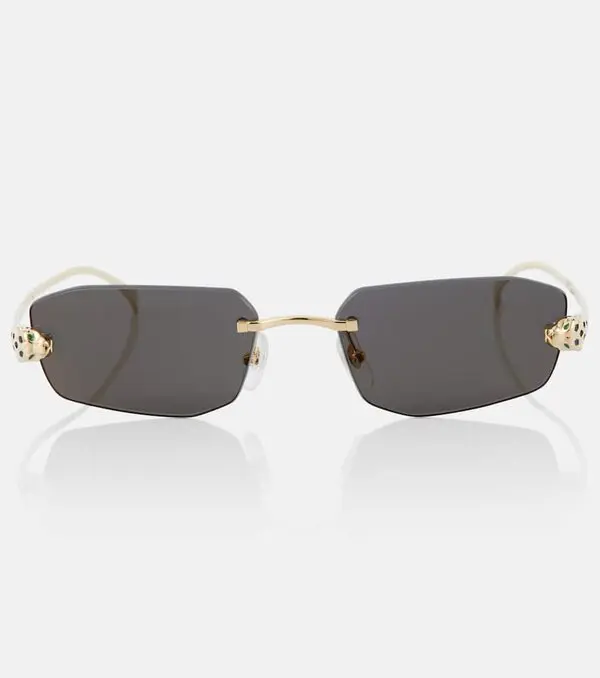Cartier Panthere De Rectangular Sunglasses - Gold