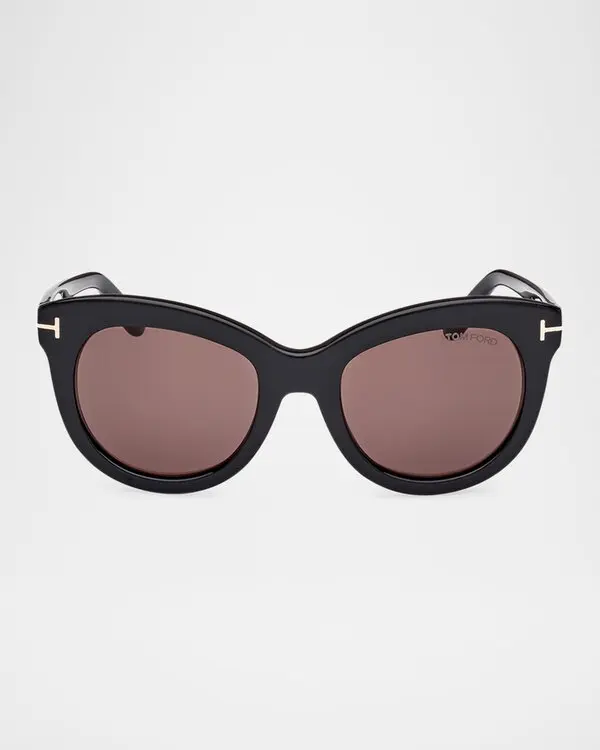 TOM FORD Odette Round Sunglasses - Shiny Black