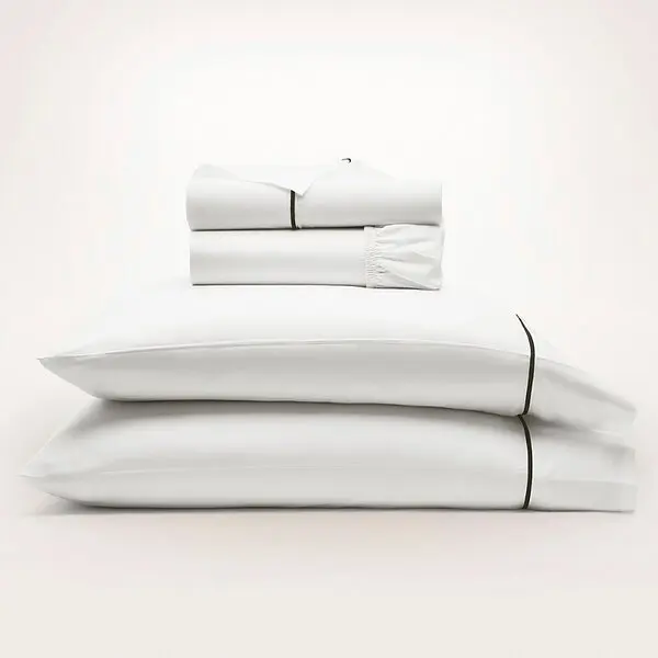 BOLL & BRANCH Signature Embroidered Sheet Set, King - White/night
