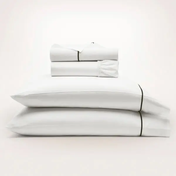 BOLL & BRANCH Signature Embroidered Sheet Set, King - White/night