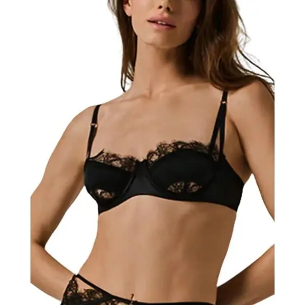 Kiki De Montparnasse Lace Inset Balconette Bra - Black