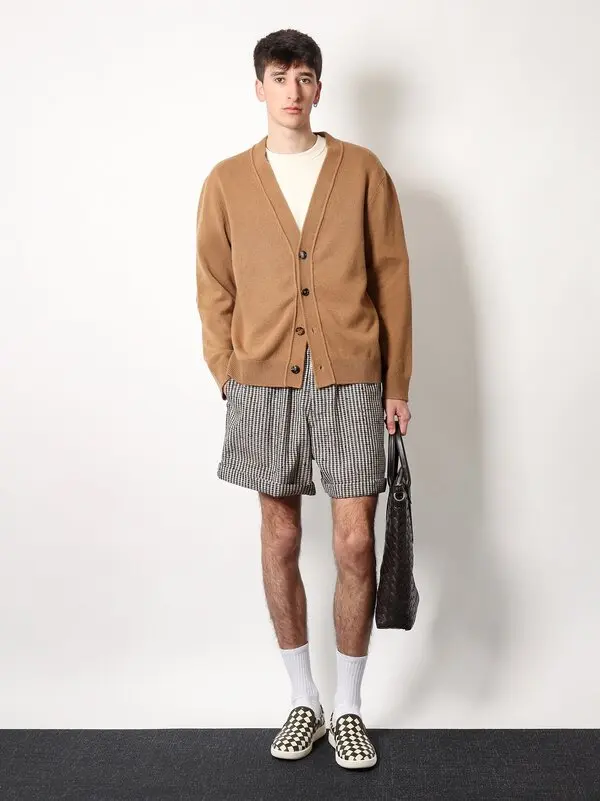 Bottega Veneta Cashmere Cardigan With Intrecciato Motif Leather Details