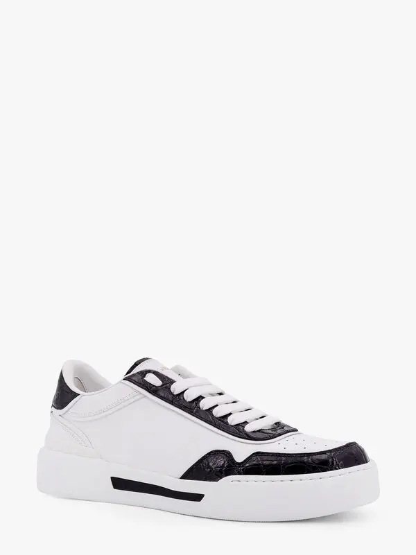 Dolce & Gabbana New Roma Sneakers With Crocodile Detail - White