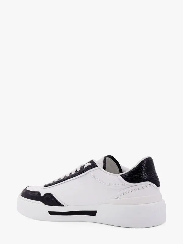 Dolce & Gabbana New Roma Sneakers With Crocodile Detail - White