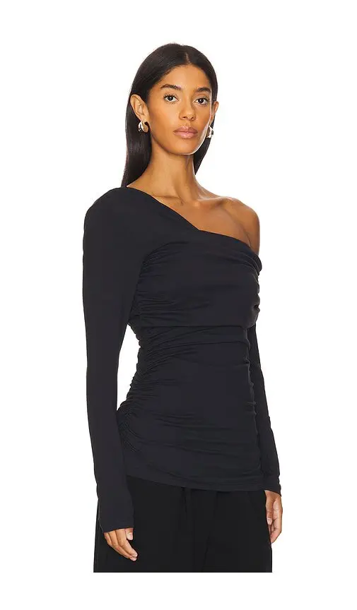 Susana Monaco One Shoulder Long Sleeve Top - Black