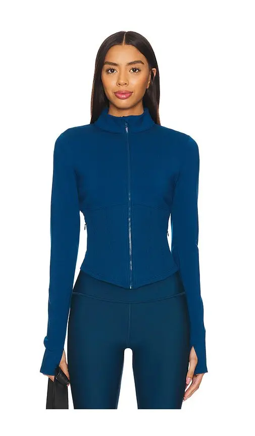 Alo Yoga Airbrush Corset Full Zip Jacket In Royal - Eclipse Blue 