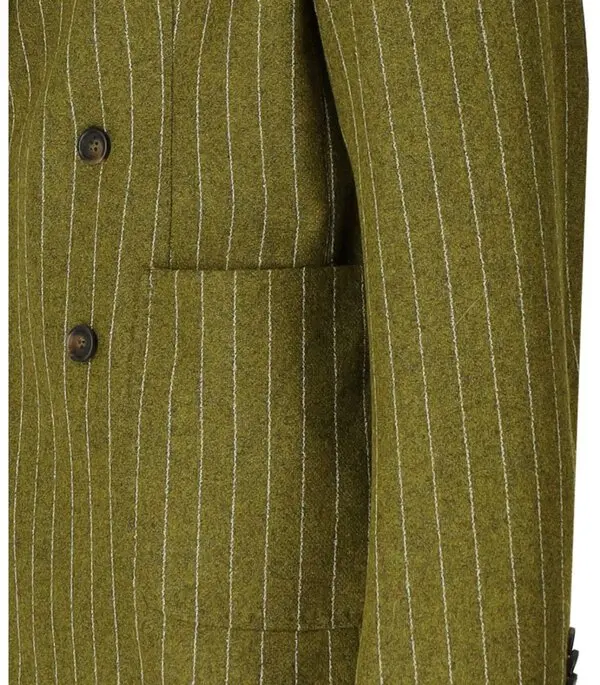 MANUEL RITZ Pinstriped Double-breasted Jacket - Green