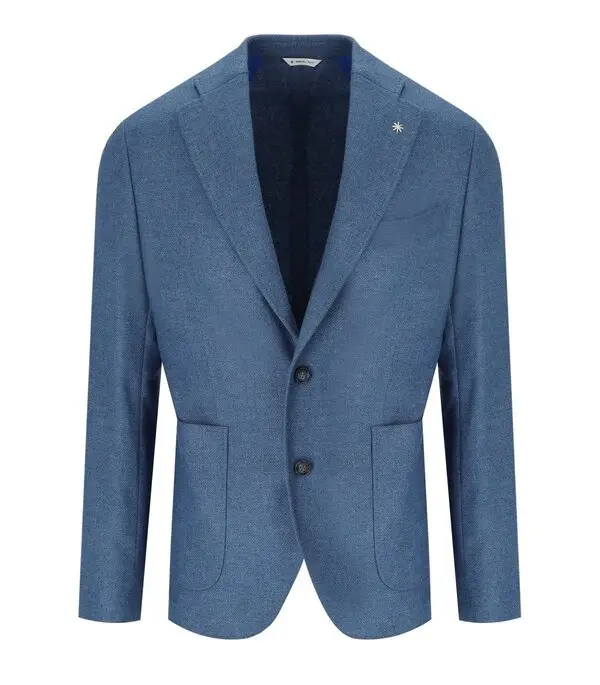MANUEL RITZ Carta Da Zucchero Single Breasted Jacket - Blue