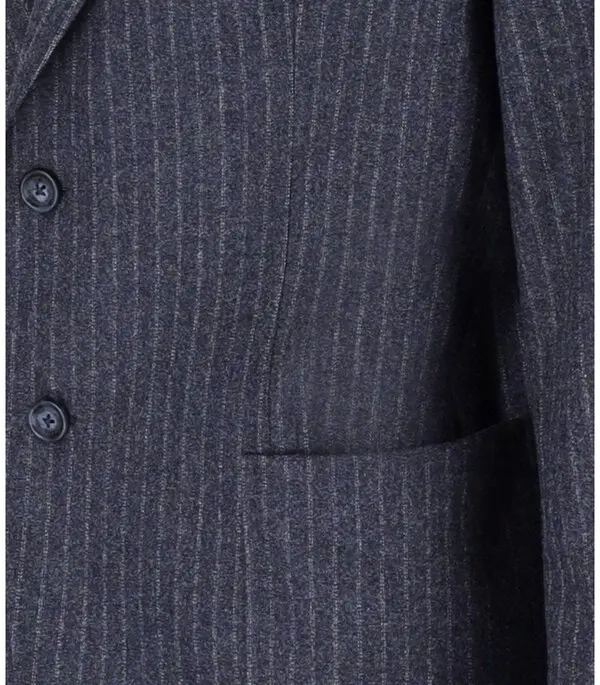 MANUEL RITZ Blue Pinstripe Single Breasted Jacket - Grey