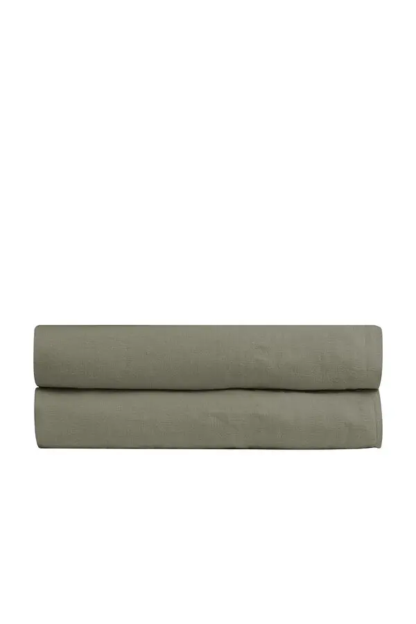 PARACHUTE Linen Fitted Sheet In Green - Moss