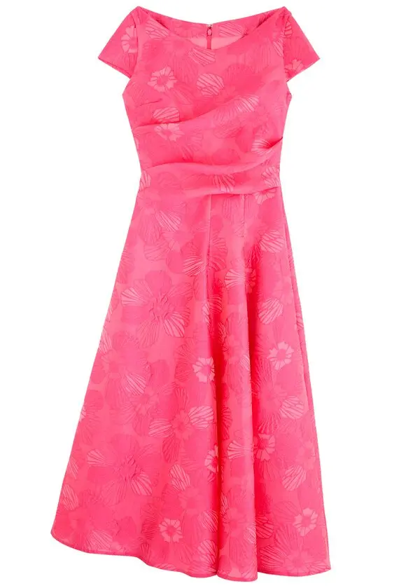 Talbot Runhof Floral-jacquard Midi Dress