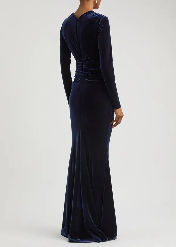 Talbot Runhof Gathered Velvet Gown