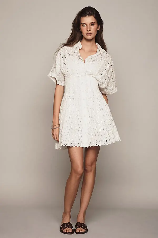 exquise the tobie button front pleated shirt dress The Tobie Button-Front Pleated Shirt Dress: Mini E