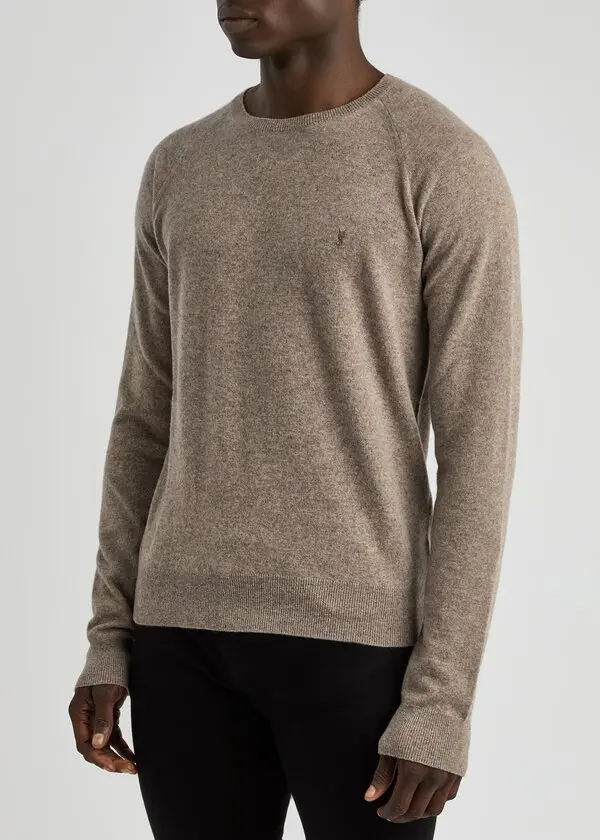 Saint Laurent Logo Cashmere Jumper - Taupe