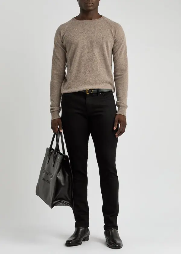 Saint Laurent Logo Cashmere Jumper - Taupe