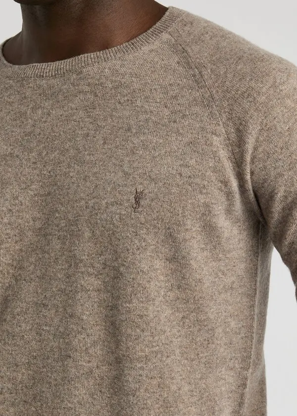 Saint Laurent Logo Cashmere Jumper - Taupe