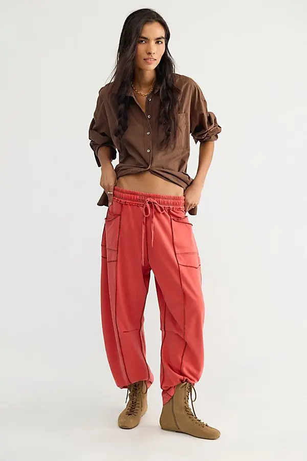Free People Kaiden Barrel Pants - Fiery Red