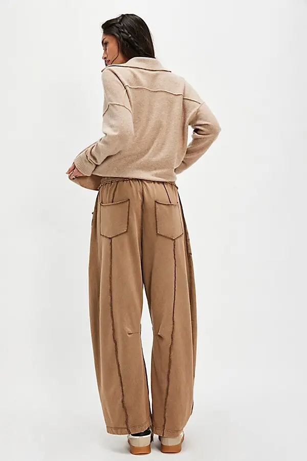 Free People Kaiden Barrel Pants - Moon Rock