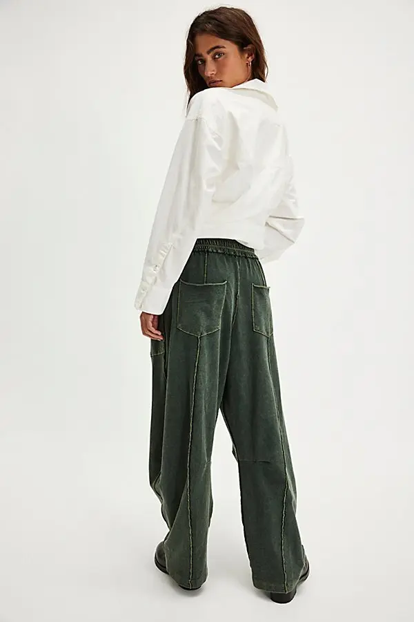Free People Kaiden Barrel Pants - Never Green Combo