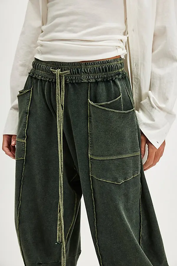 Free People Kaiden Barrel Pants - Never Green Combo