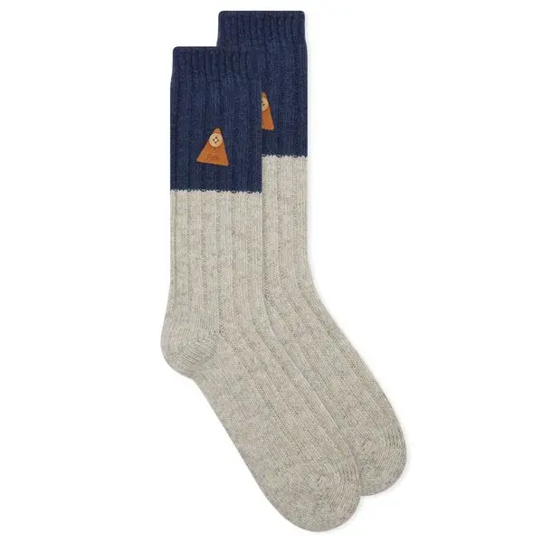 Folk Two Tone Wool Socks - Navy Silver Mix