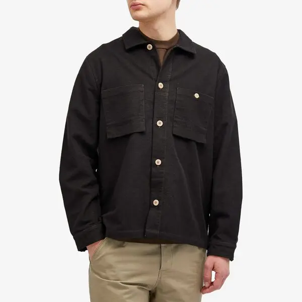 Folk Patch Overshirt - Black Moleskin