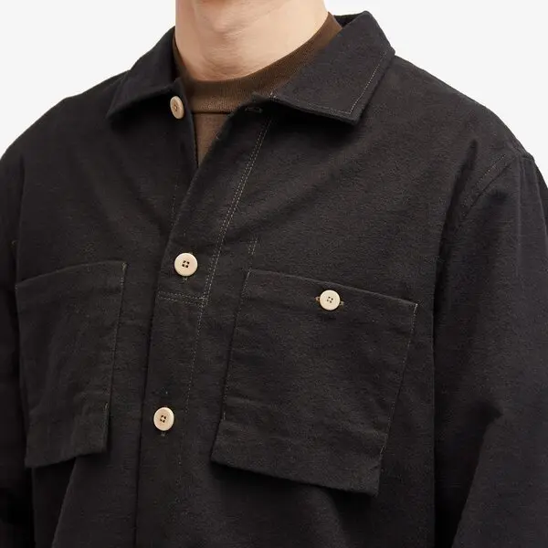 Folk Patch Overshirt - Black Moleskin