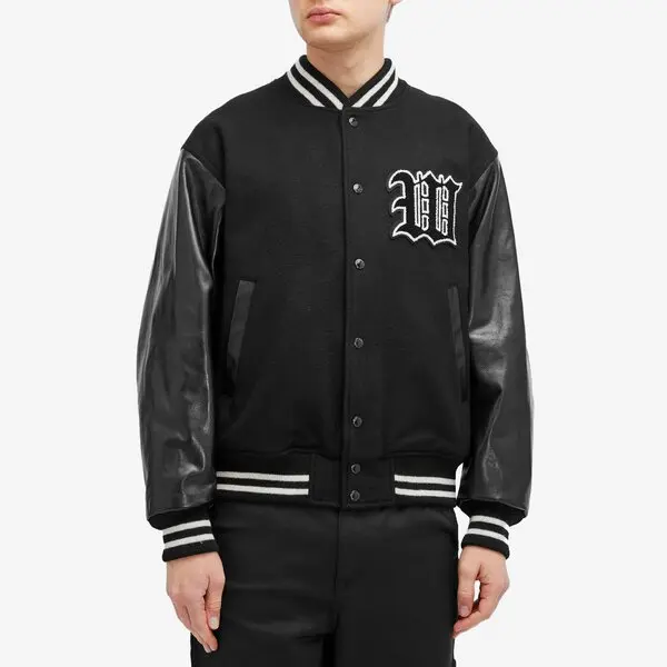 Wacko Maria Type-2 Leather Varsity Jacket In Black - 70% Off