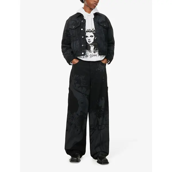 Marc Jacobs X The Wizard Of Oz Graphic-Wash Wide-Leg Jeans - Black
