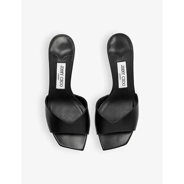 JIMMY CHOO Skye 70 Leather Heeled Mules - Black