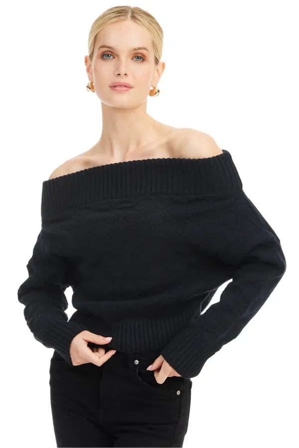 Allison Alba Off-the-shoulder Sweater - Black