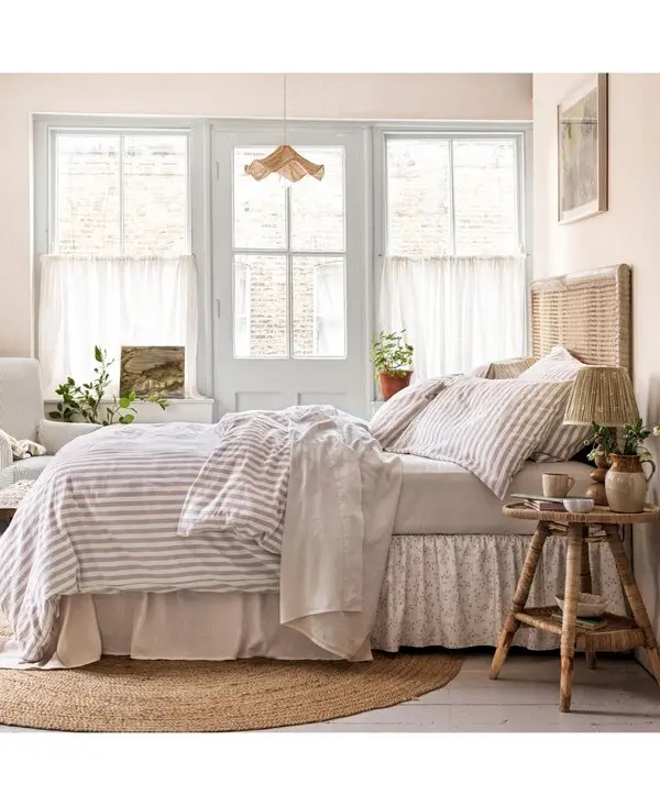 PIGLET IN BED Pembroke Stripe Linen Blend Pillowcases - Elderberry