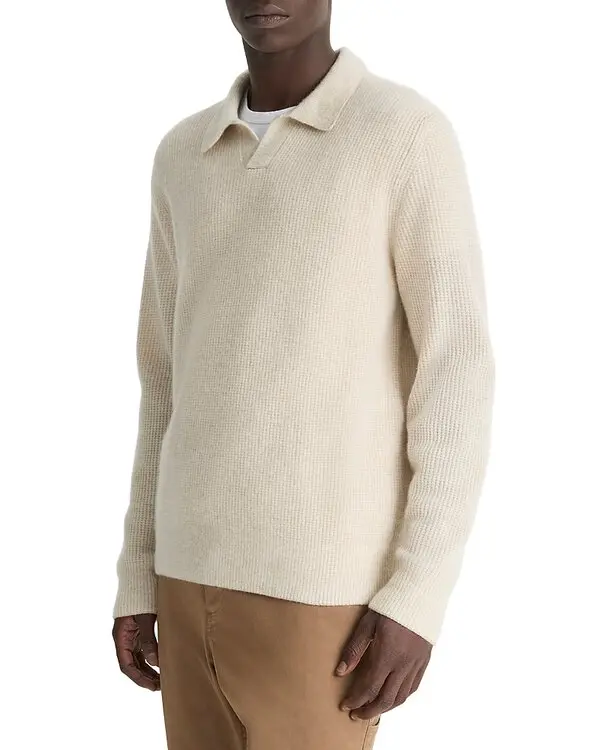 Vince Thermal Open Collar Polo Sweater - Runyon/bone