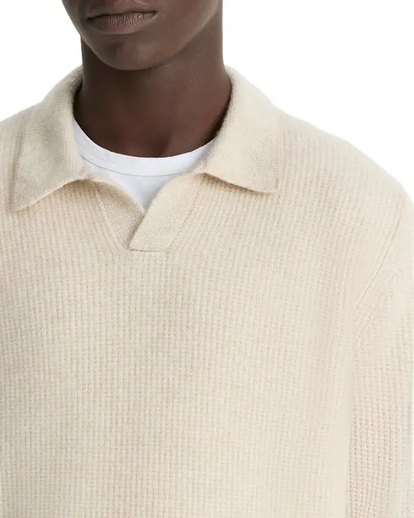 Vince Thermal Open Collar Polo Sweater - Runyon/bone
