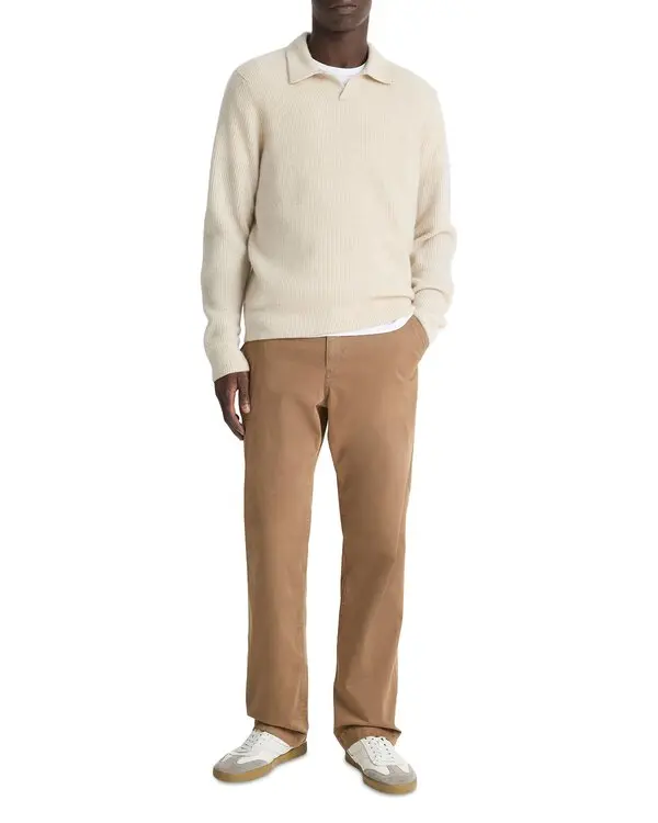 Vince Thermal Open Collar Polo Sweater - Runyon/bone