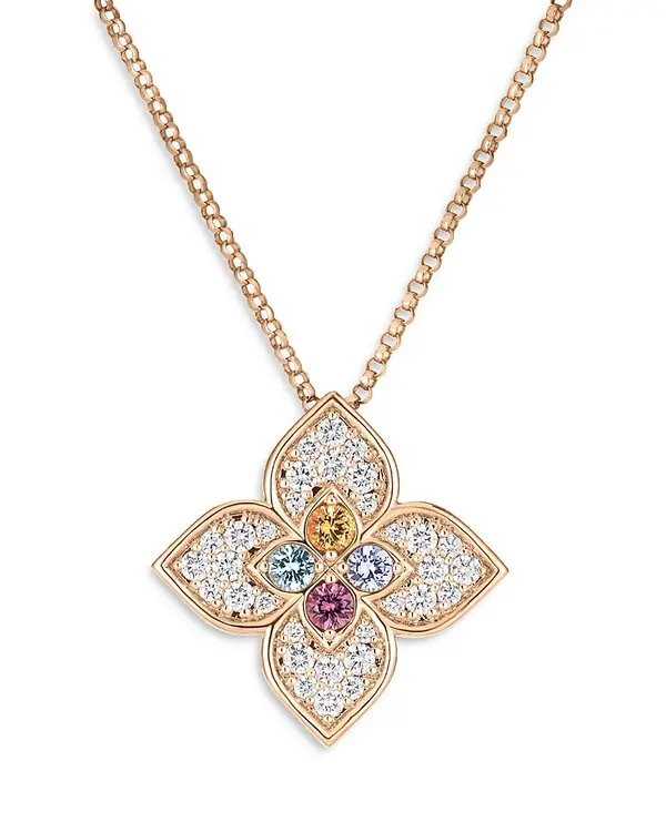 Roberto Coin 18k Rose Gold Venetian Princess Diamond & Gemstone Pendant Necklace - Multi/pink