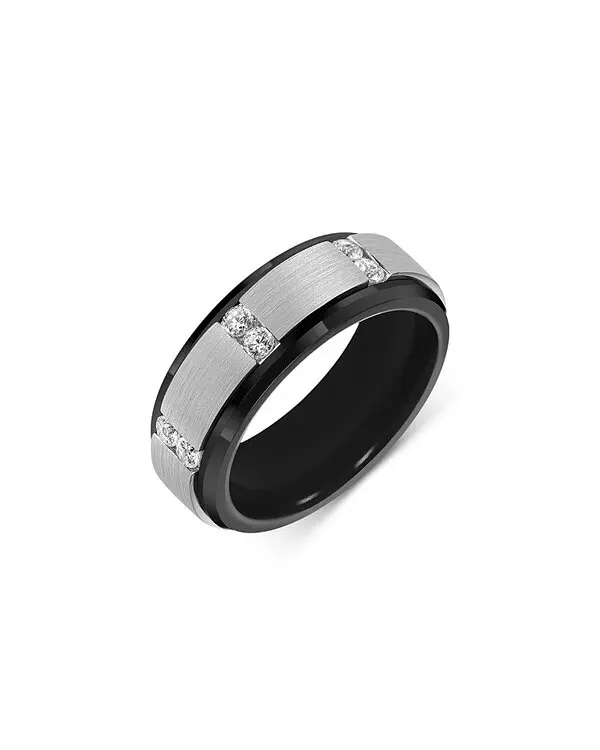 Bloomingdale'S Diamond Band Ring In Sterling Silver And Tungsten - Silver/black