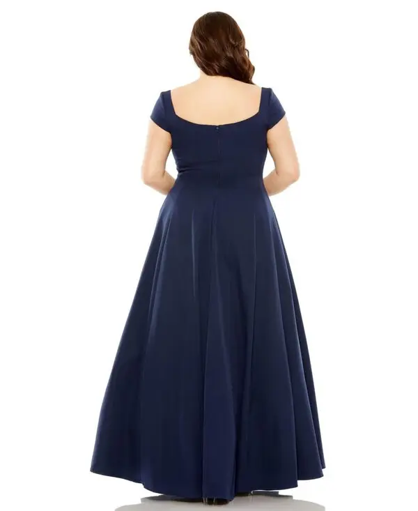 Mac Duggal Cap Sleeve Square Neck Ball Gown - Midnight