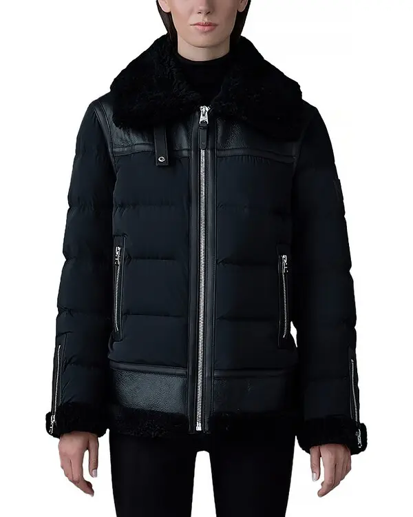 Mackage Vanna Shearling Down Jacket - Black