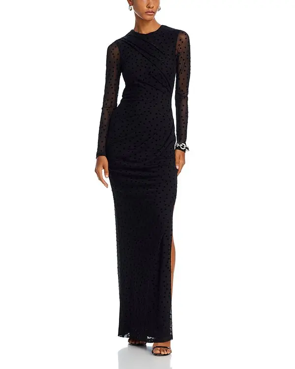 Black Halo Makira Clip Dot Maxi Dress