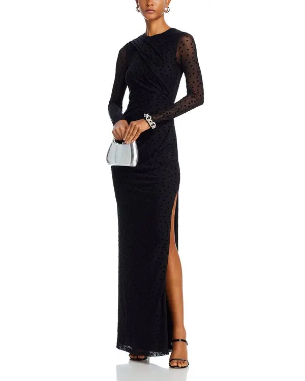 Black Halo Makira Clip Dot Maxi Dress