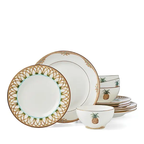 LENOX British Colonial Bamboo 12-piece Dinnerware Set, Service For 4 - White