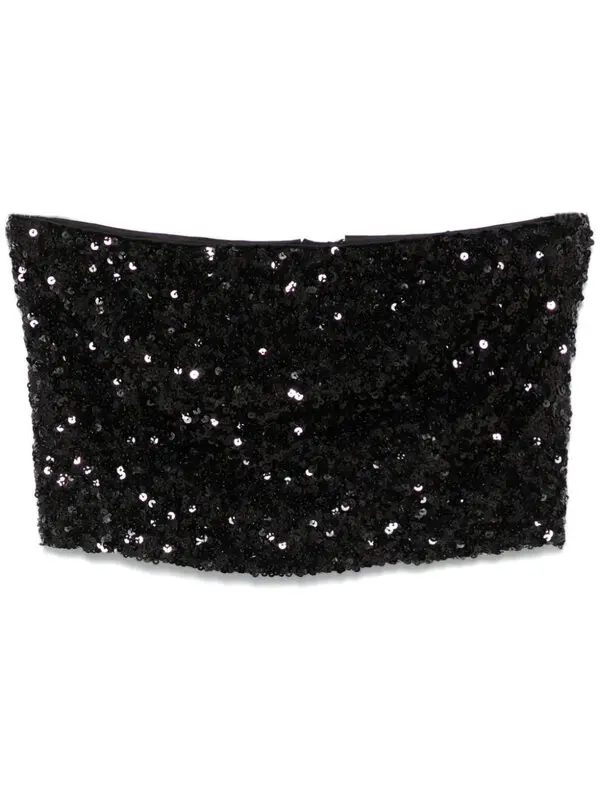 Remain Birger Christensen Sequined Crop Top - Black