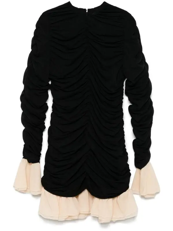 ROTATE BY BIRGER CHRISTENSEN Ruched Long-sleeve Mini Dress